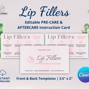 Lip Fillers Aftercare Card, Hyaluron Pen Lip Fillers Precare and ...