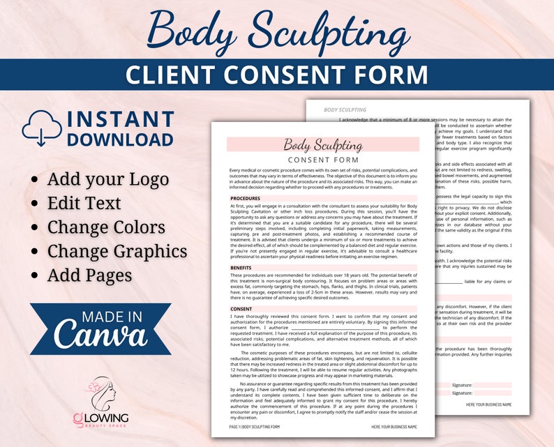 Editable Body Sculpting Consent Form, Body Contouring Consent Form, Fat ...