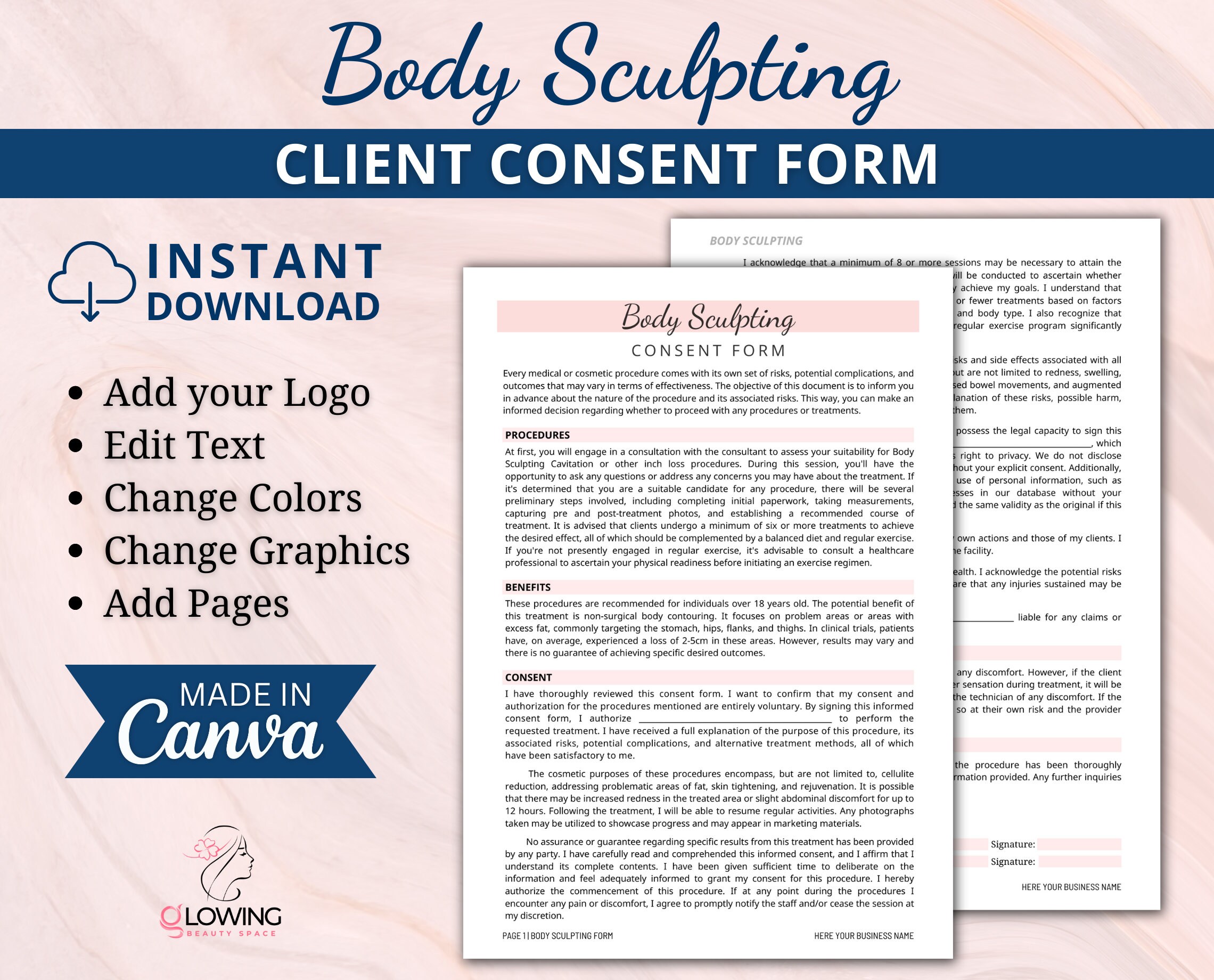 Editable Body Sculpting Consent Form, Body Contouring Consent Form, Fat ...
