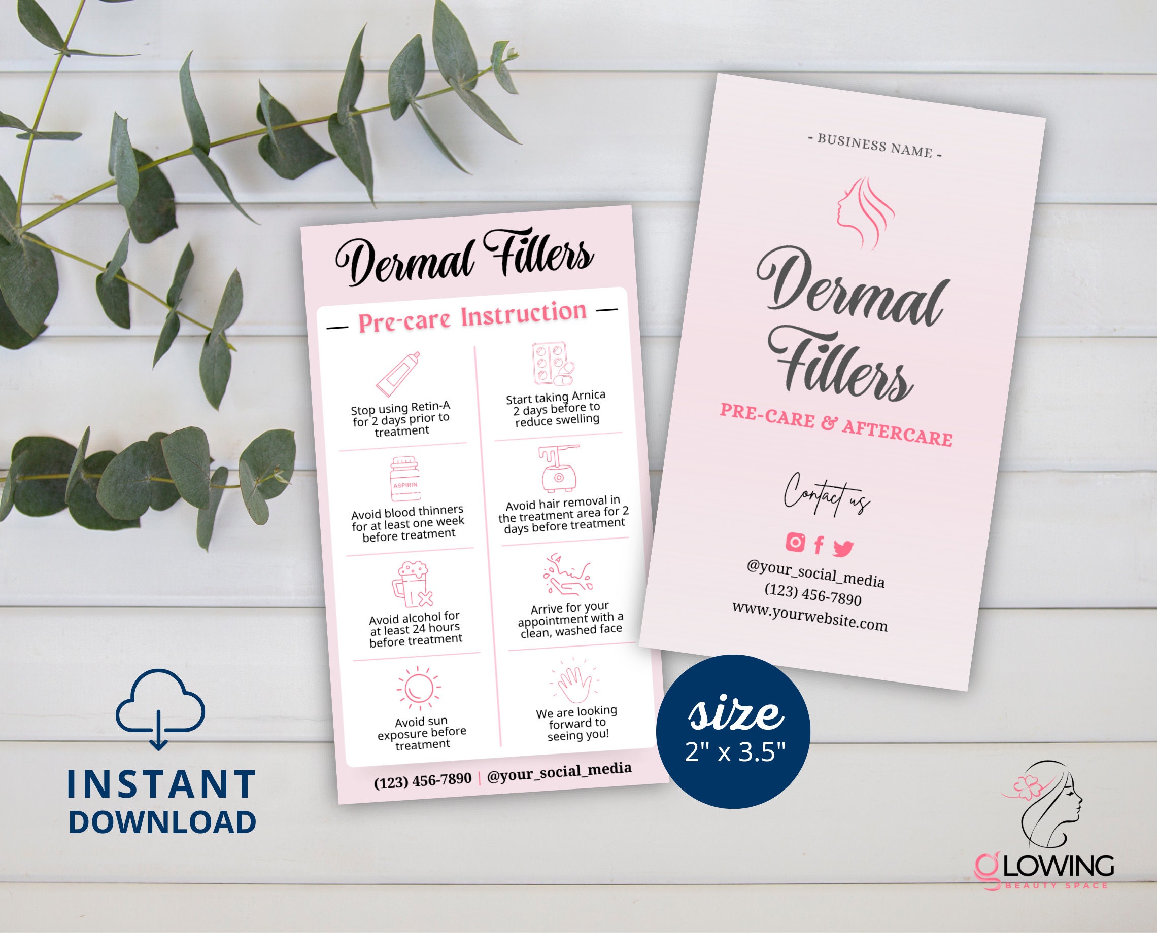 Dermal Filler Care Card Template, Injectable Card, Aesthetic Aftercare ...