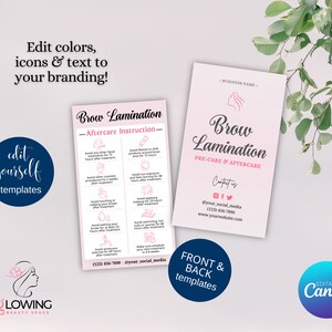 Brow Lamination Aftercare Card, Eyebrows Lamination Care Template, Brow ...
