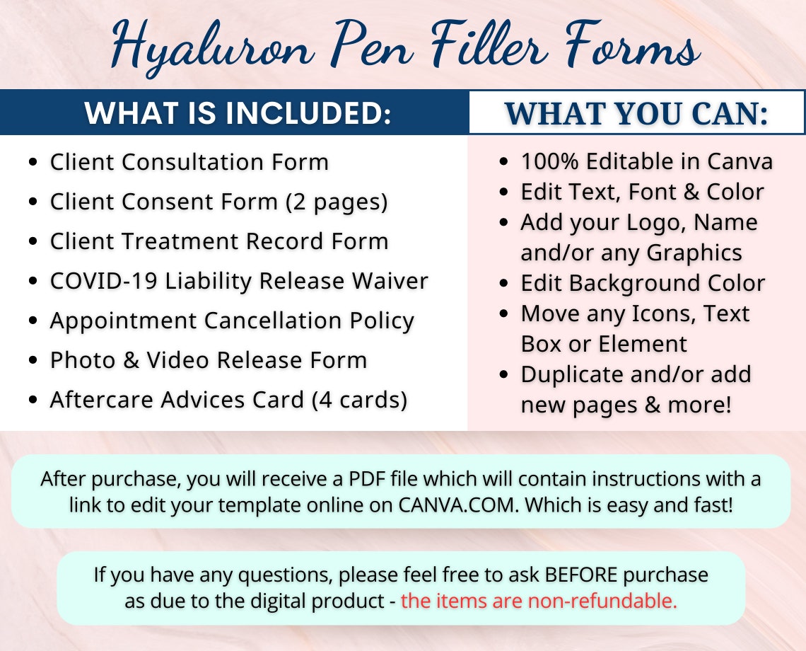 Hyaluron Pen Consent Form, Hyaluron Pen Filler Forms, Lip Filler ...