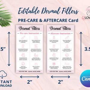 Dermal Filler Care Card Template, Injectable Card, Aesthetic Aftercare ...