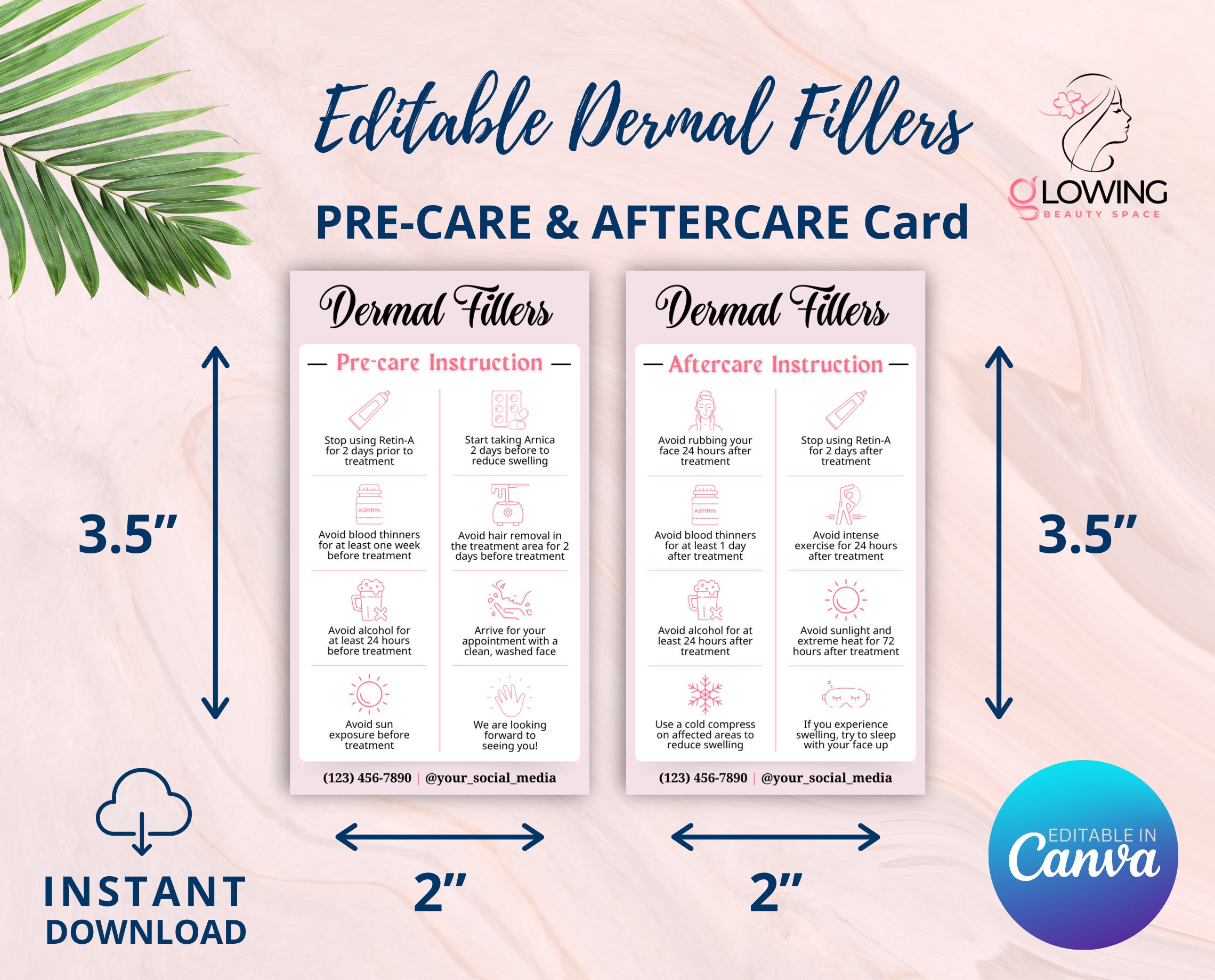 Dermal Filler Care Card Template, Injectable Card, Aesthetic Aftercare ...