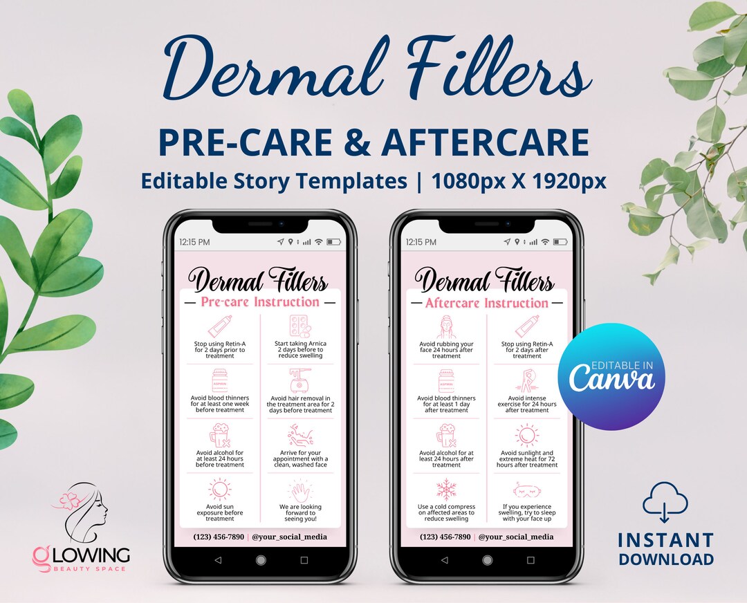 Dermal Filler Care Story Template, Editable Facial Filler Aftercare ...