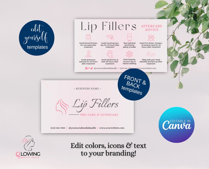 Lip Fillers Aftercare Card, Hyaluron Pen Lip Fillers Precare and ...