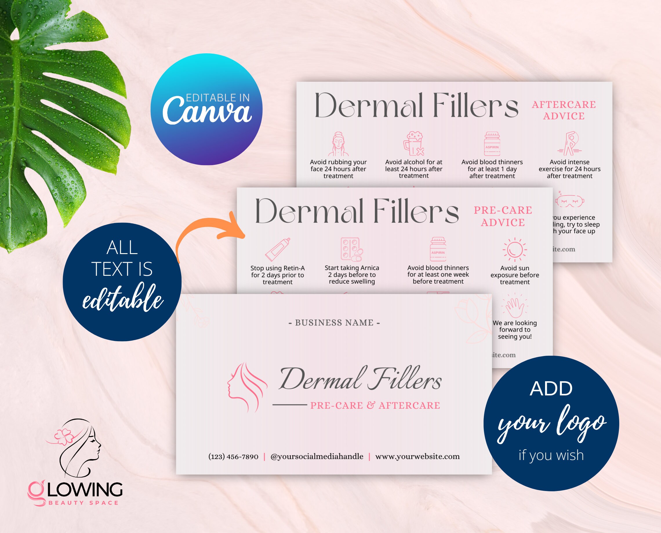 Dermal Fillers Aftercare Card Design, Editable Lip Filler Aftercare ...
