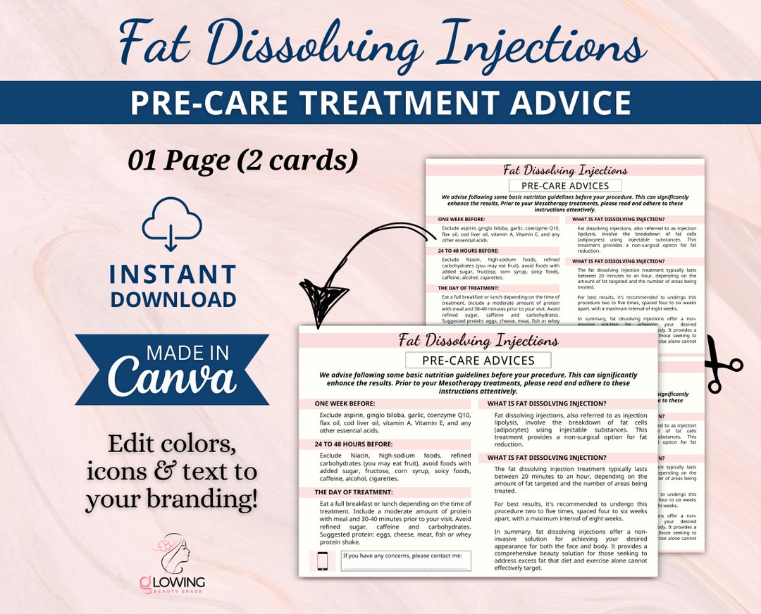 Fat Dissolving Pre-care Advice, Fat Dissolve Pre Care Treatment Card ...