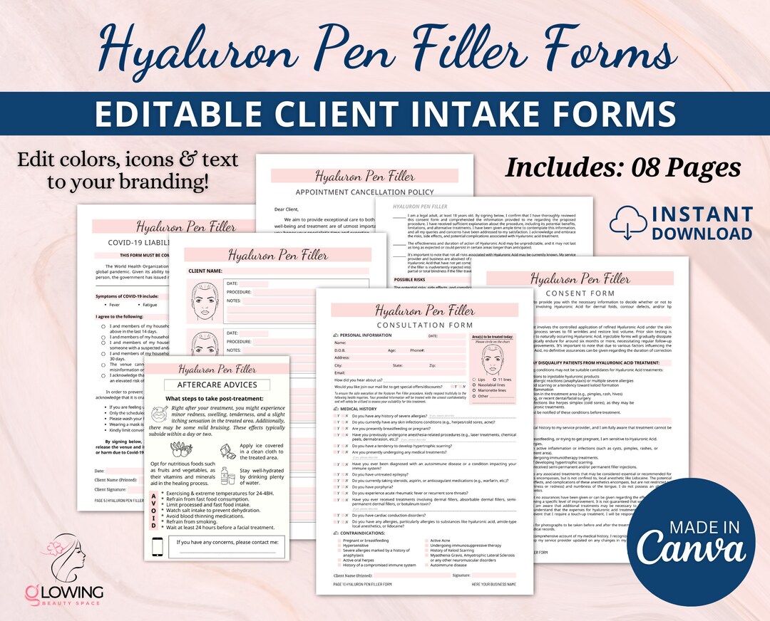 Hyaluron Pen Consent Form, Hyaluron Pen Filler Forms, Lip Filler ...