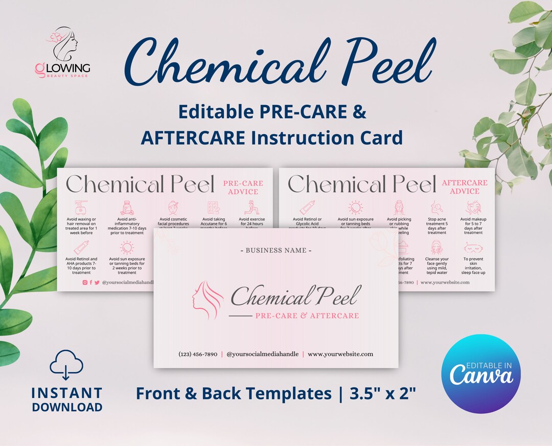 Editable Chemical Peel Aftercare Card, Facial Treatment Post Care ...
