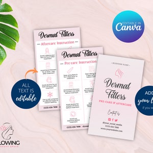 Dermal Filler Care Card Template, Injectable Card, Aesthetic Aftercare ...