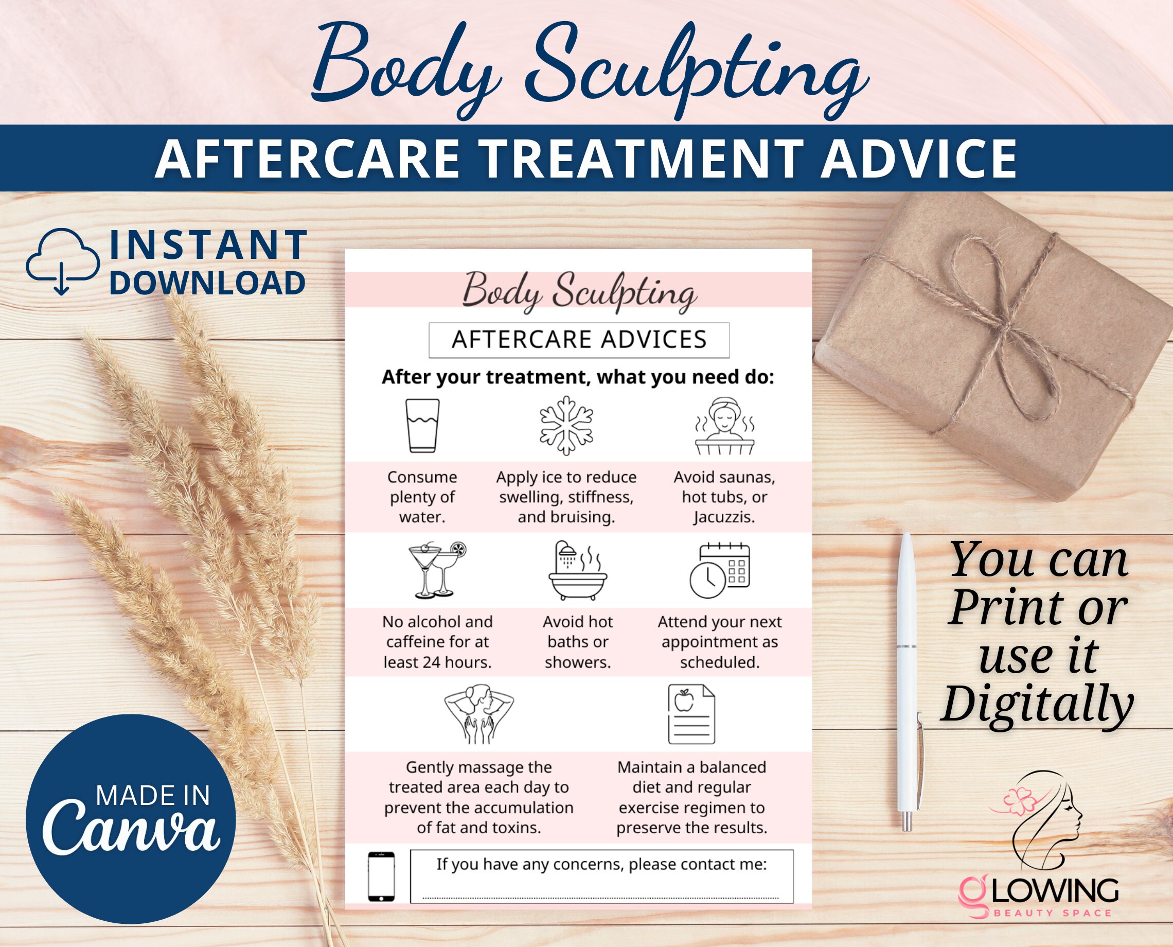 Editable Body Sculpting Aftercare Advice, Post-treatment, Aftercare ...