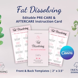 Fat Dissolving Aftercare Card, Fat Dissolve Precare & Aftercare Cards ...