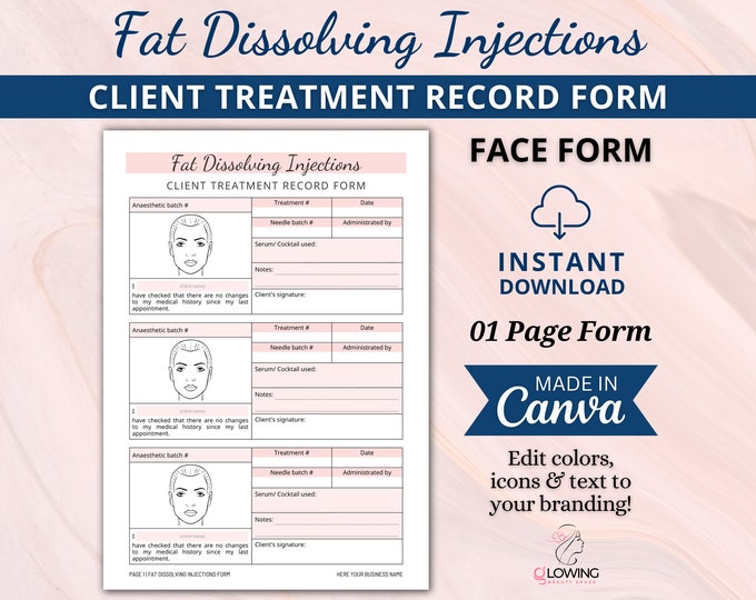 Client Record Form, Editable Fat Dissolve Forms, Client Treatment ...