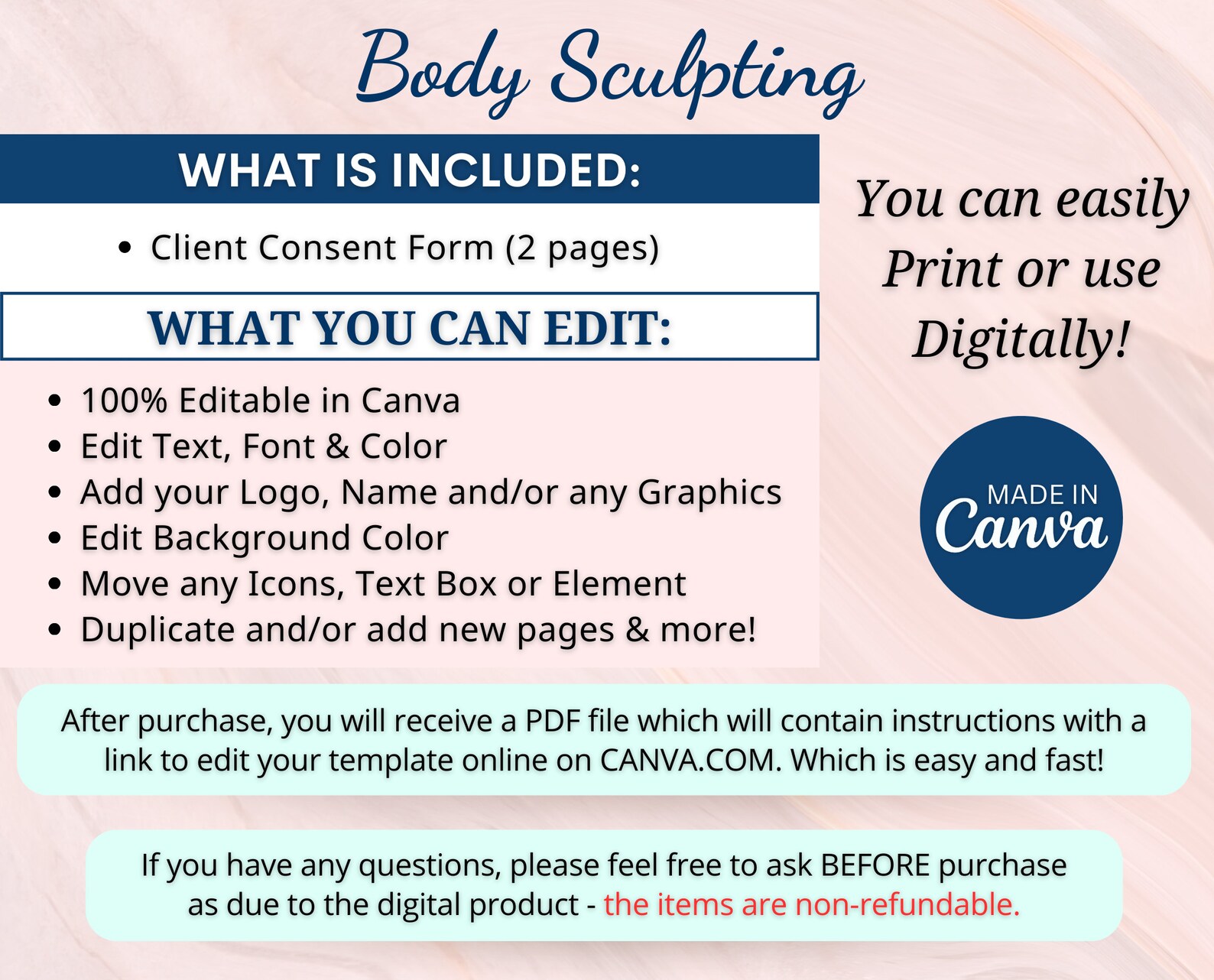 Editable Body Sculpting Consent Form, Body Contouring Consent Form, Fat ...