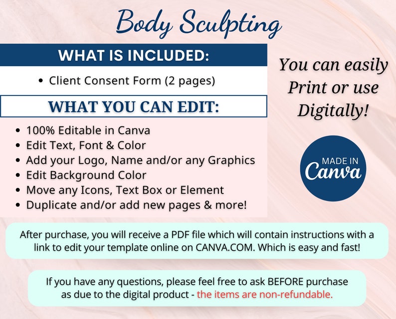 Editable Body Sculpting Consent Form, Body Contouring Consent Form, Fat ...