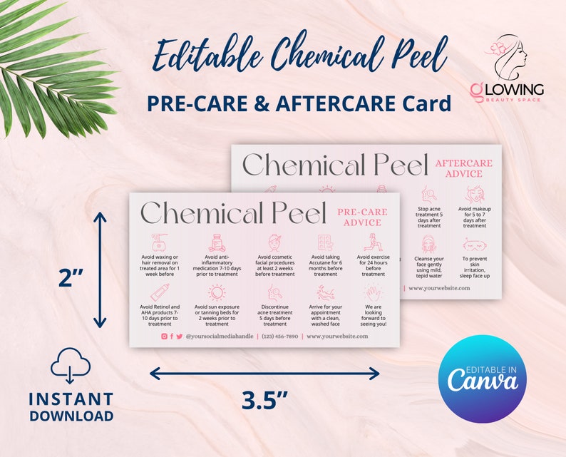 Editable Chemical Peel Aftercare Card, Facial Treatment Post Care ...