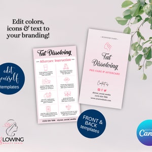 Fat Dissolving Aftercare Card, Fat Dissolve Precare & Aftercare Cards ...