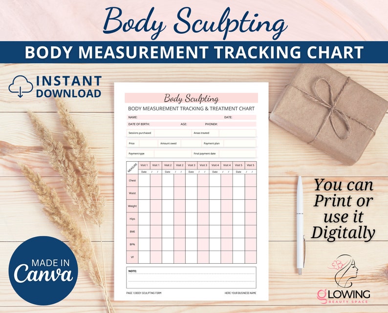 Editable Body Sculpting Treatment Chart, Body Contouring, Fat ...