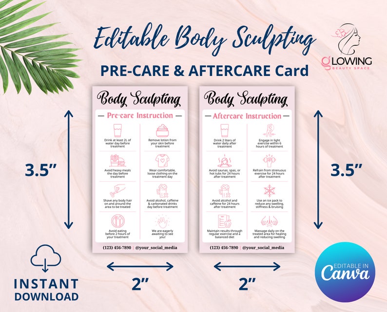 Body Contouring Aftercare Card, Body Sculpting Precare and Aftercare ...