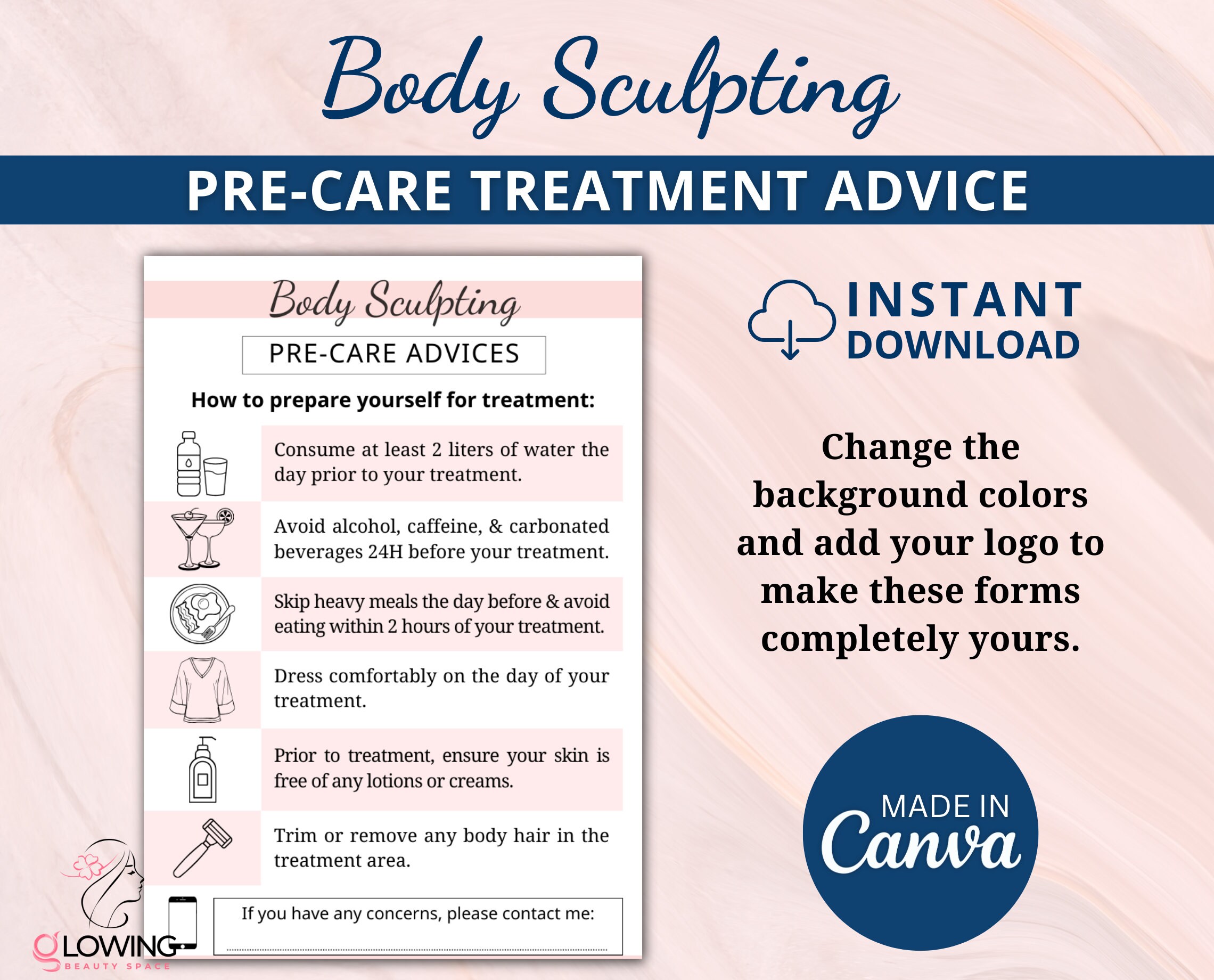 Editable Body Sculpting Pre-care Advice, Pre Care Treatment, Body ...