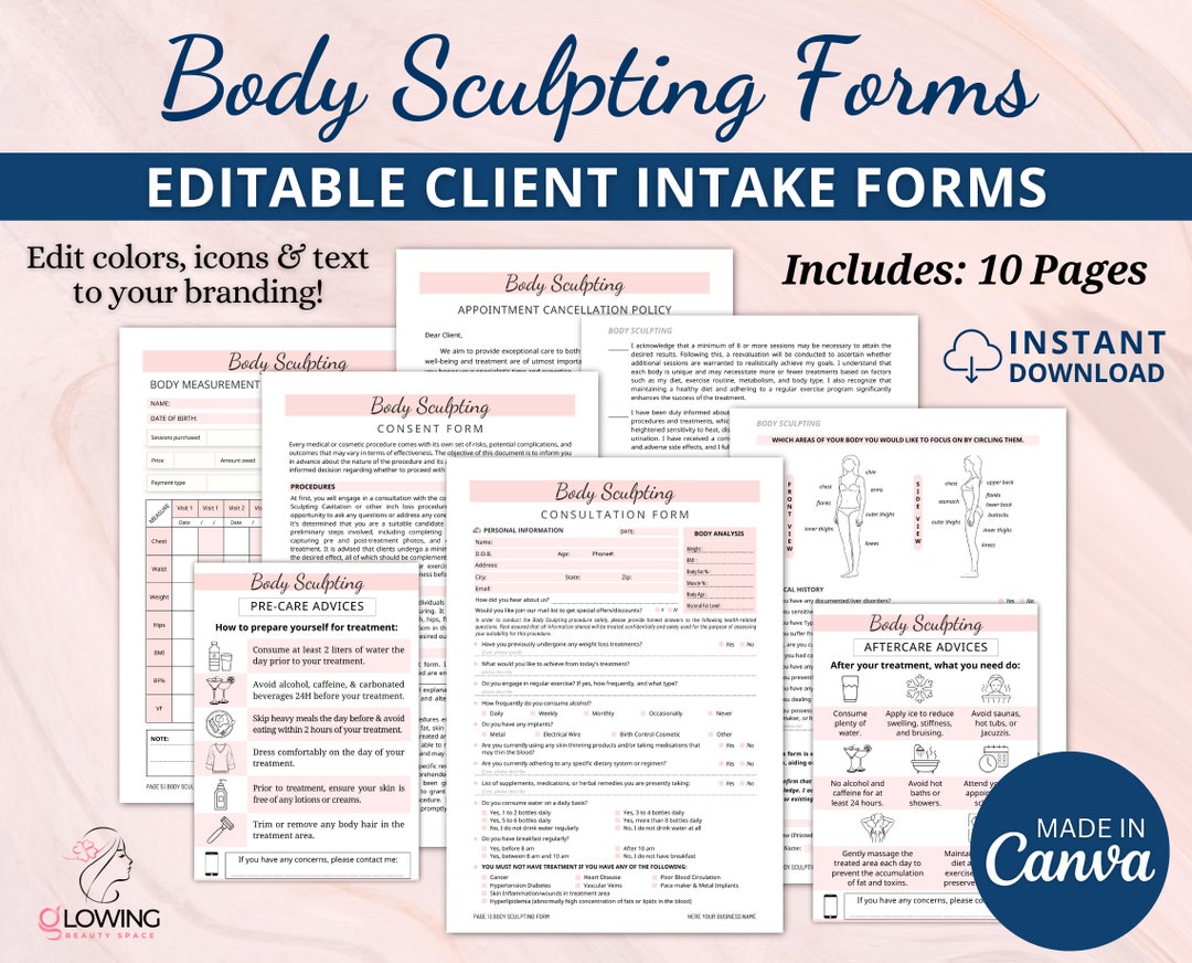 Body Sculpting Consent Form, Body Contouring Consultation Form, Fat ...