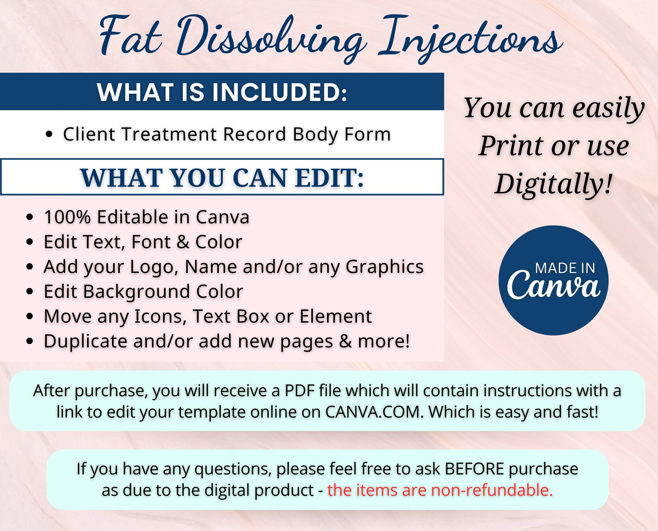 Fat Dissolve Client Treatment Record Form, Fat Cavitation, Mesotherapy ...