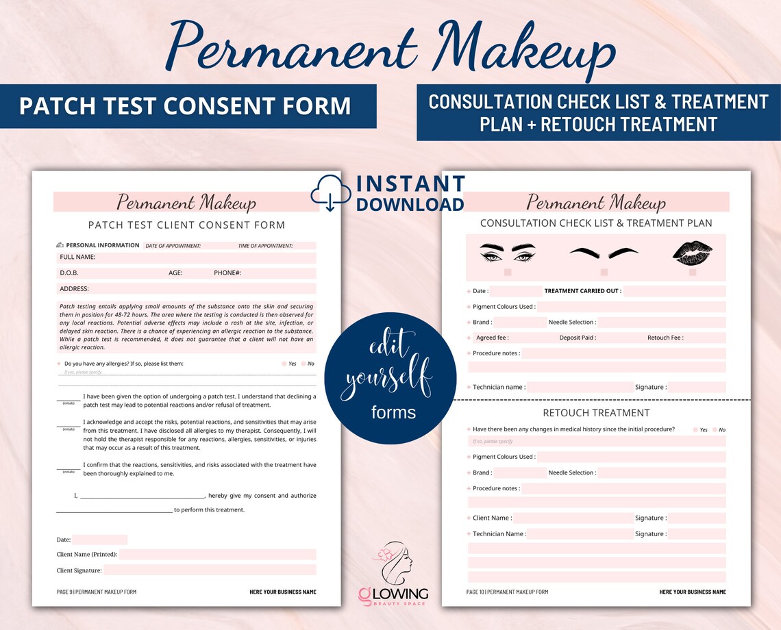 Editable Permanent Makeup Forms, PMU Consent Form, Lip Blush Consent ...