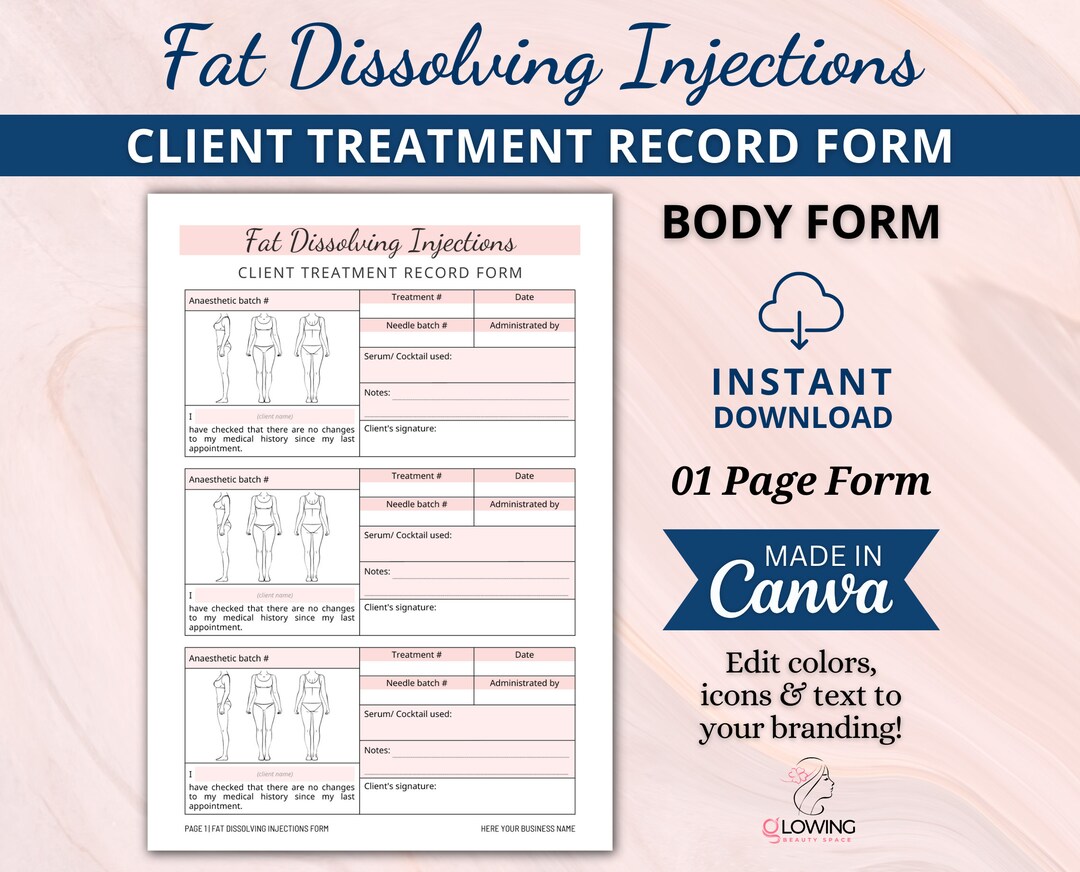 Fat Dissolve Client Treatment Record Form, Fat Cavitation, Mesotherapy ...