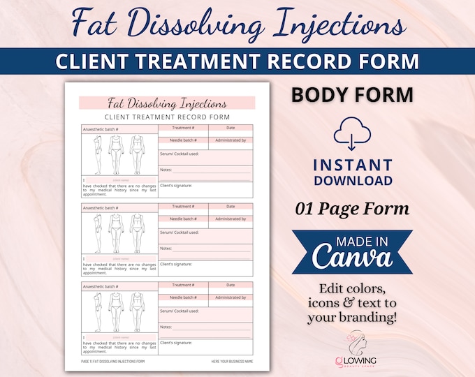 Client Record Form, Editable Fat Dissolve Forms, Client Treatment ...