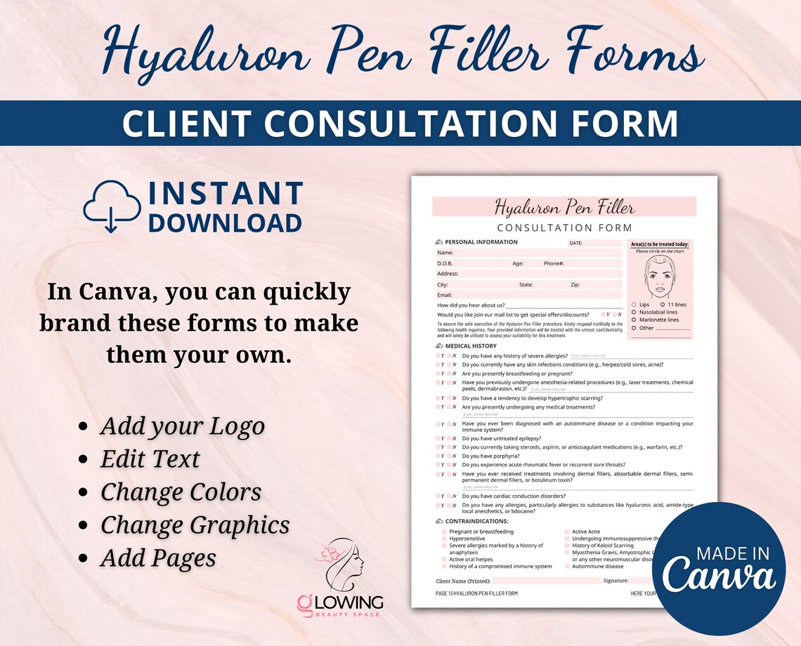 Hyaluron Pen Consent Form, Hyaluron Pen Filler Forms, Lip Filler ...