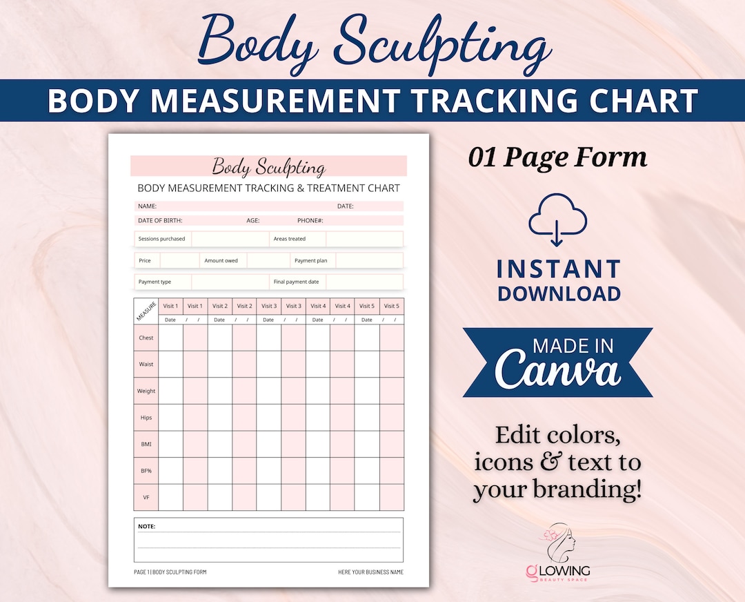 Editable Body Sculpting Treatment Chart, Body Contouring, Fat ...