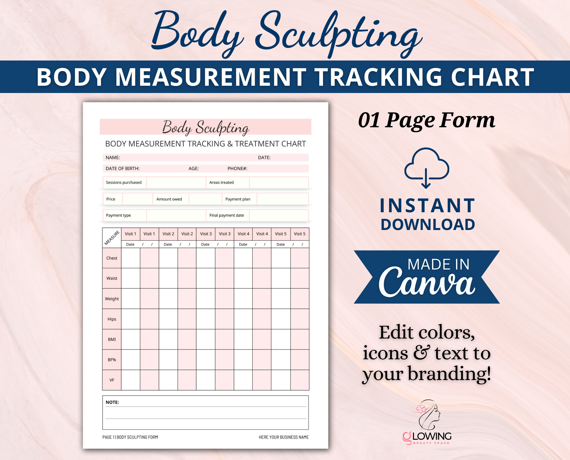 Editable Body Sculpting Treatment Chart, Body Contouring, Fat ...