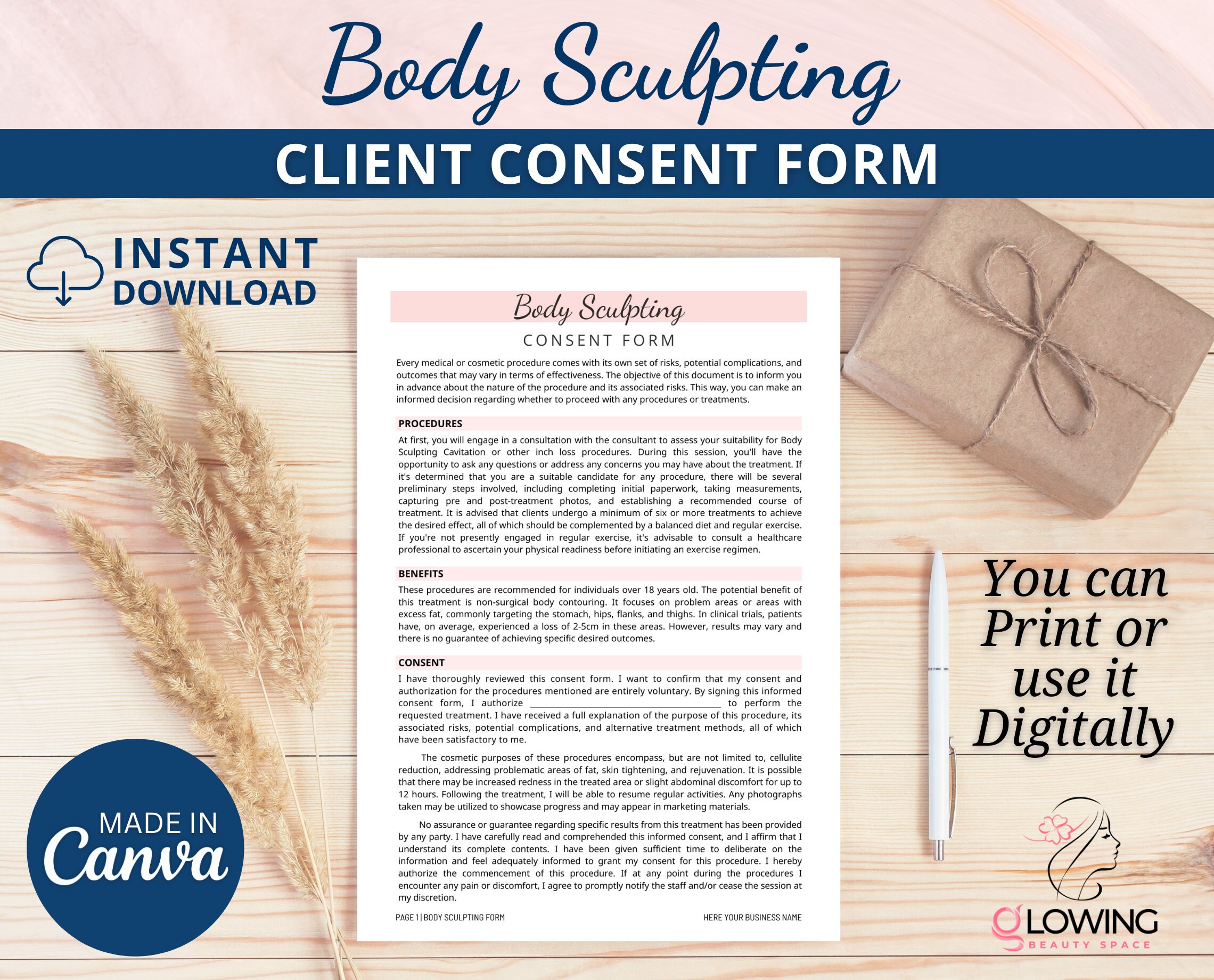 Editable Body Sculpting Consent Form, Body Contouring Consent Form, Fat ...