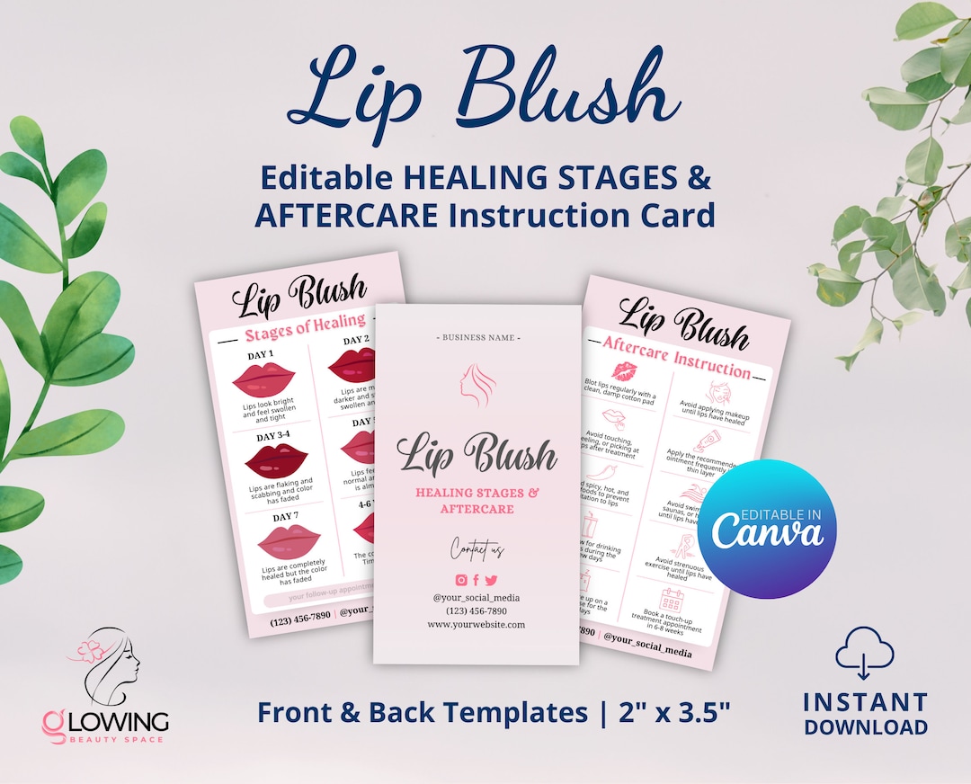 PMU Lip Blush Aftercare Cards, Lip Blush Stages of Healing, PMU ...