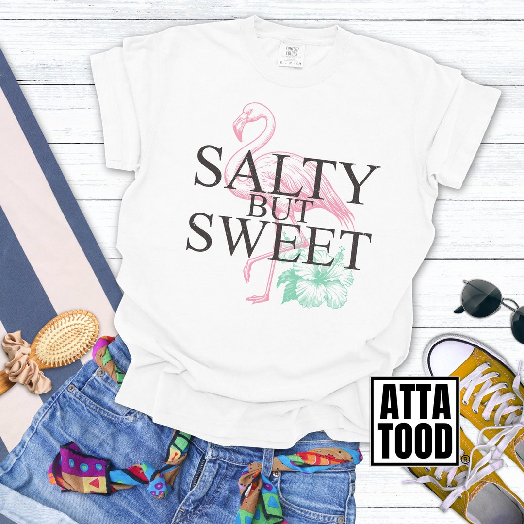 Pink Flamingo Summer Tee, Tropical Flowers, Salty and Sweet, Girls ...