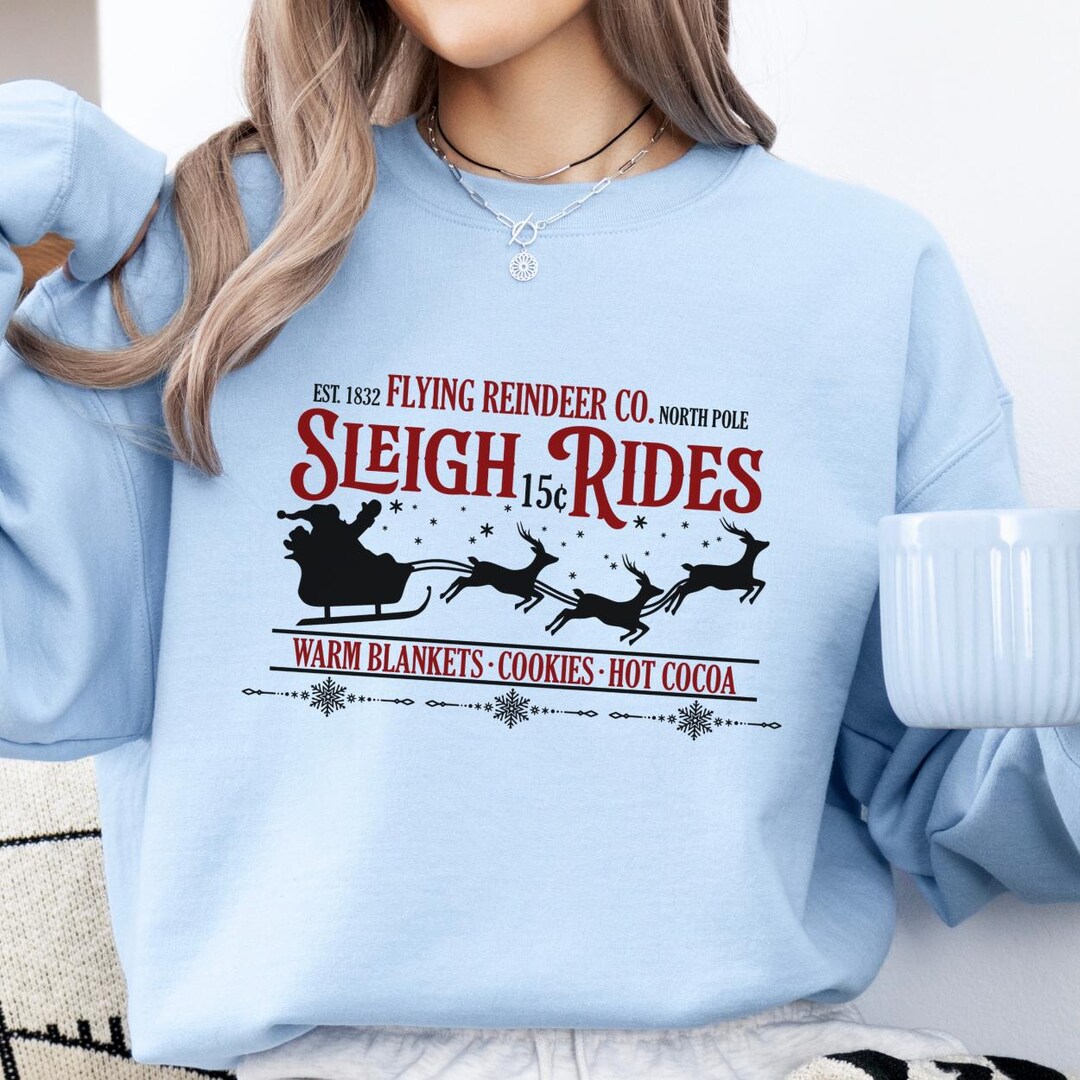 Santa's Sleigh Ride Christmas Sweatshirt, Santa Claus Reindeer ...
