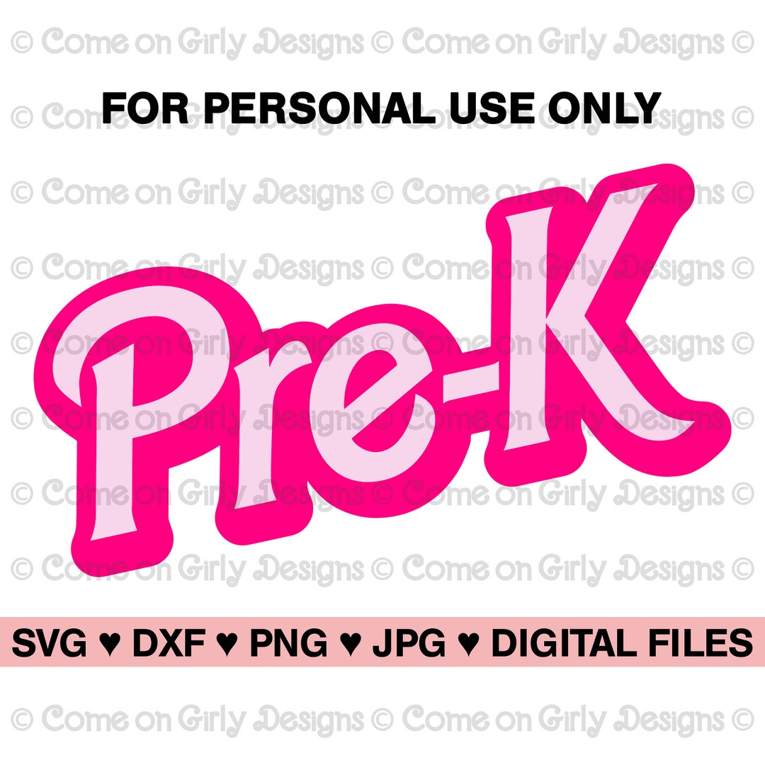 Girly Pink Pre-k SVG, PNG, DXF, Jpeg Instant Zip File Download Back to ...