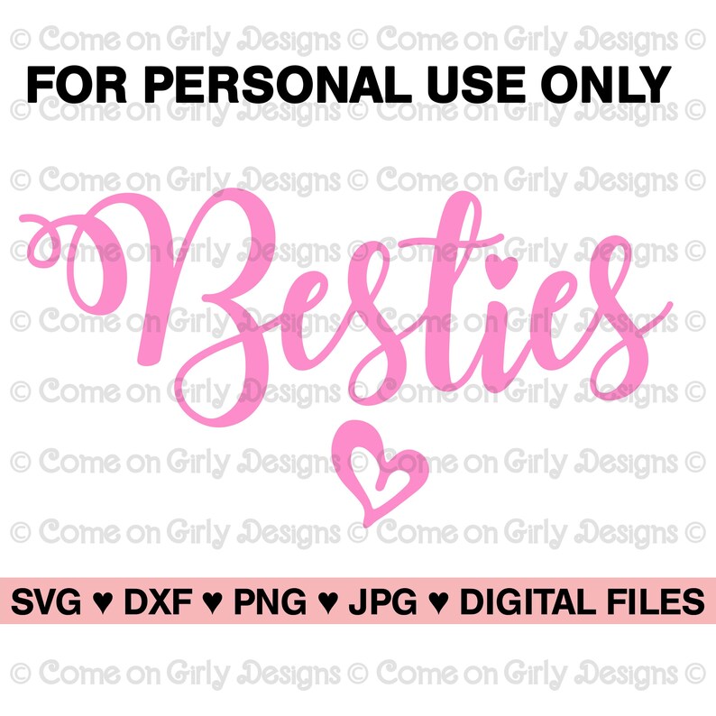 Pink Cursive Besties With Outline - SVG, PNG, DXF, Jpeg - Instant Zip ...