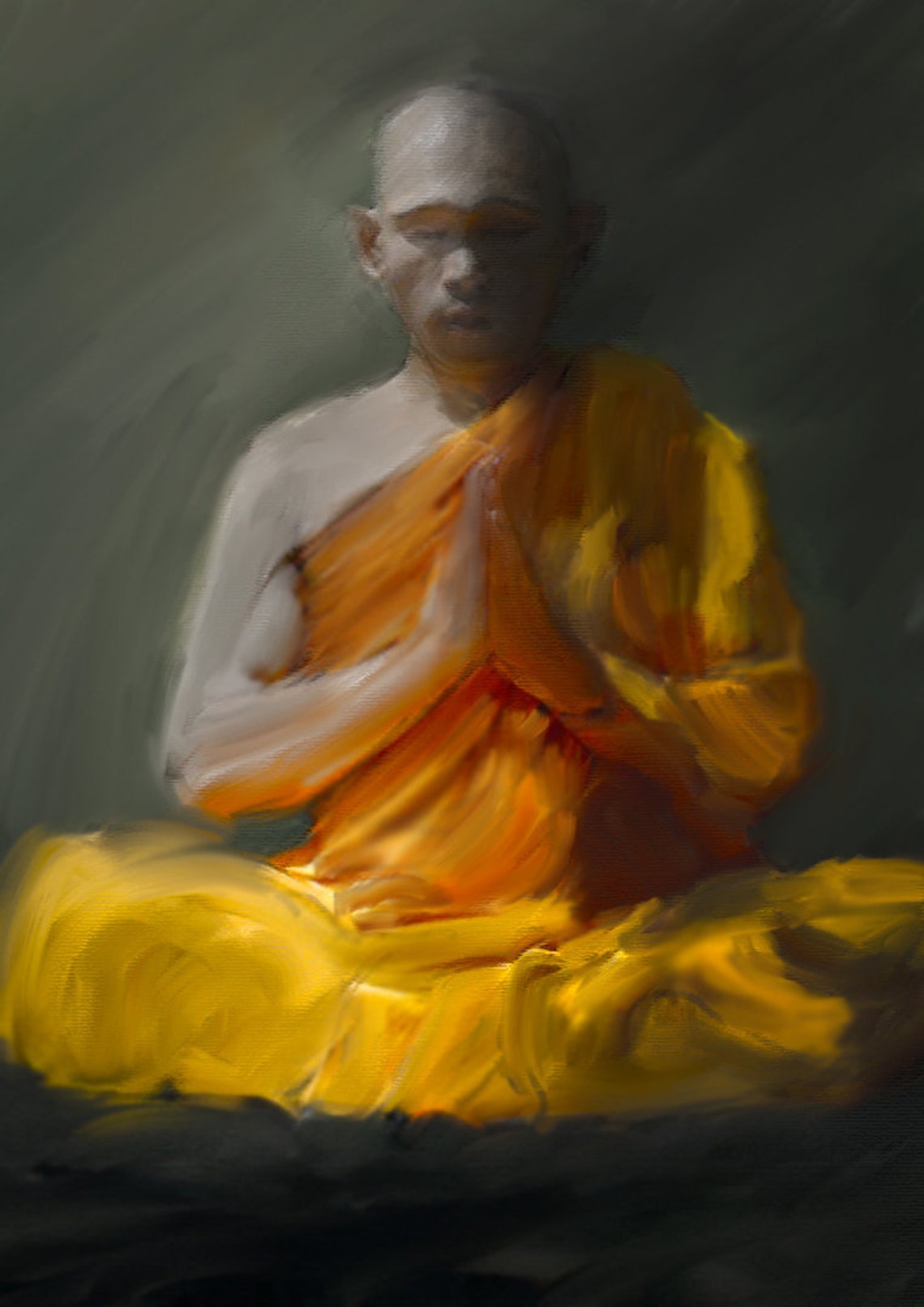 Buddhist Monk Digital Print of a Painting A4 Unframed. - Etsy