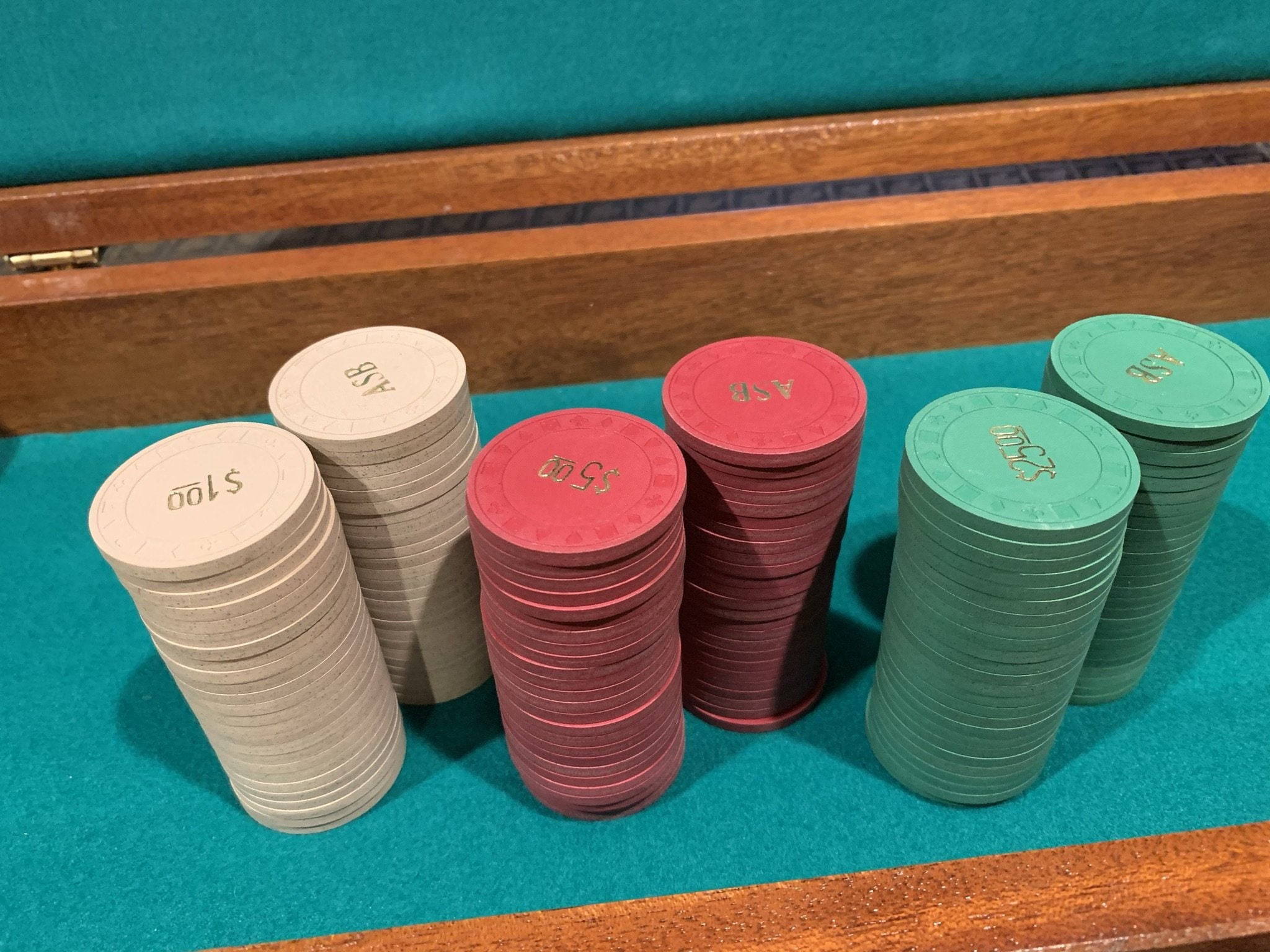 Clay Poker Chip Set - Monogrammed ASB 3 Denominations - 500 Chips in ...