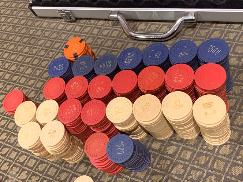 Vintage 1950's Clay Poker Chip Set - 4 Denominations - 687 Chips in ...