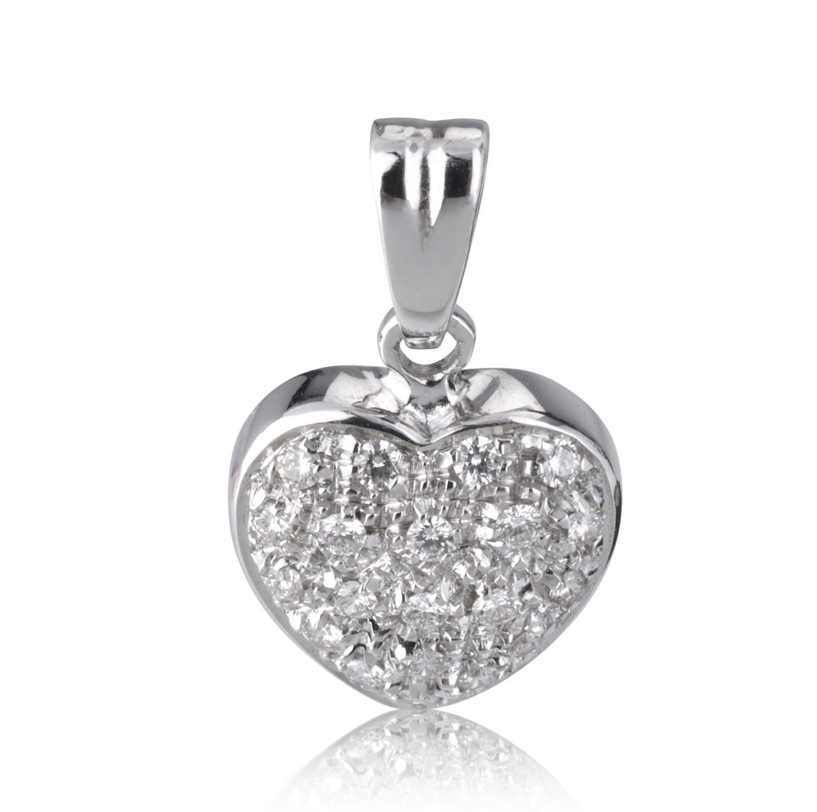 18k White Gold Diamond Heart .37tcw Diamonds - Etsy UK