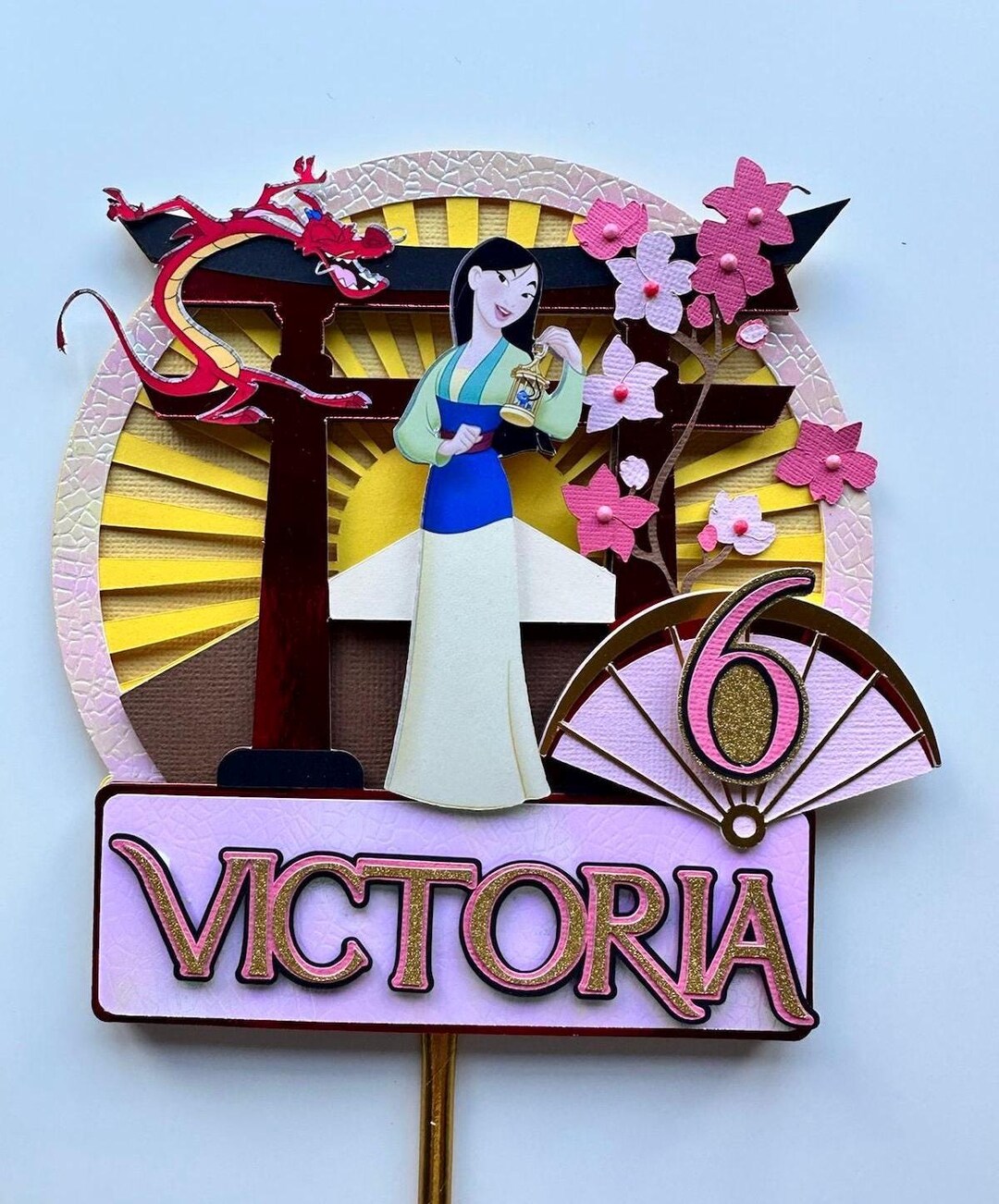 Cake Topper 3D for Mulan Themed Party - With Name and Age - Etsy