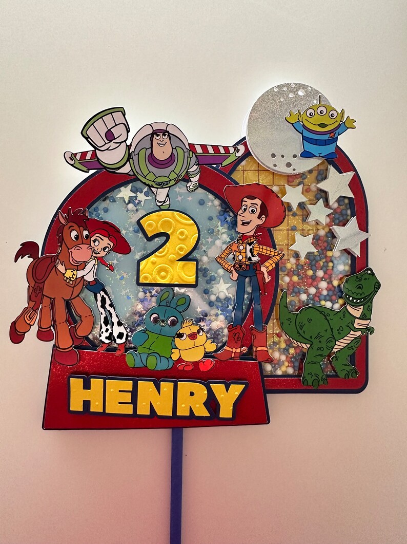 Cake Topper 3D Shaker for Toy Story Themed Party With Name and Age - Etsy