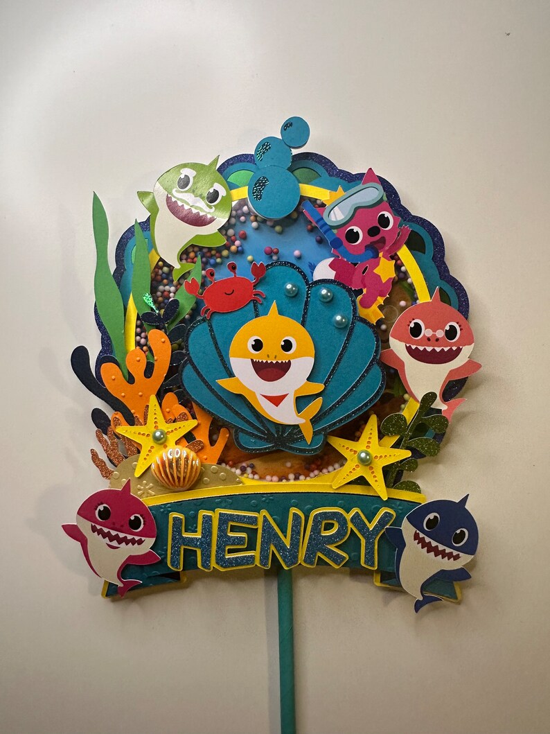 Cake Topper 3D Shaker for Baby Shark Themed Party Name/age - Etsy