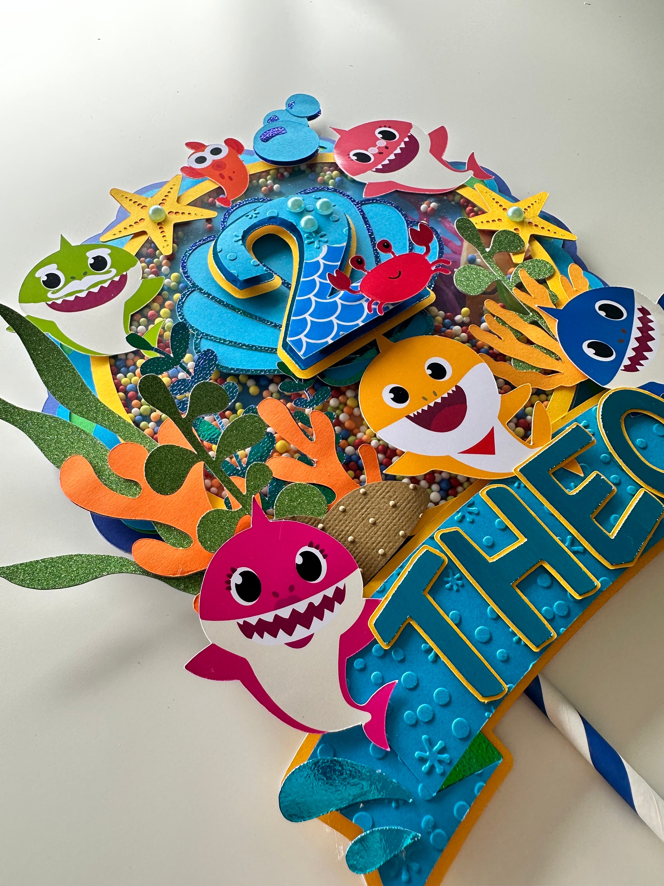 Cake Topper 3D Shaker for Baby Shark Themed Party Name/age - Etsy