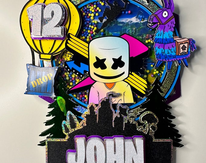 Cake Topper 3D Shaker for Gamer Themed Birthday With Name and Age - Etsy