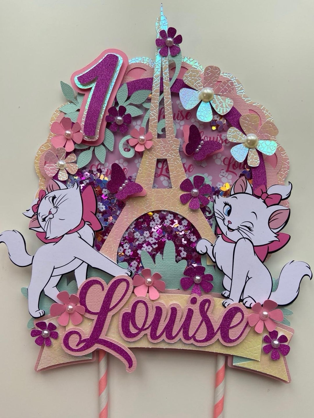Topper De Bolo Shaker 3D Para Festa Temática Marie Cat Com Nome/idade ...