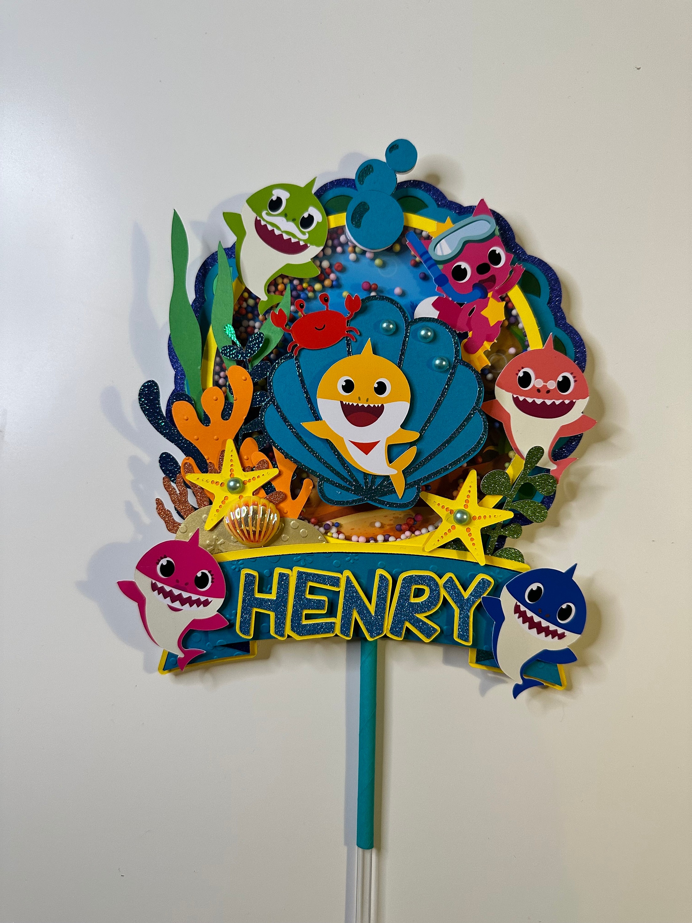 Cake Topper 3D Shaker for Baby Shark Themed Party Name/age - Etsy